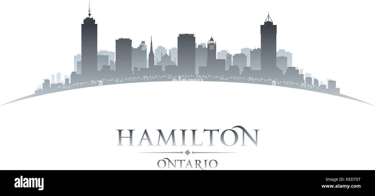 Hamilton Ontario Canada city skyline silhouette. Vector illustration ...