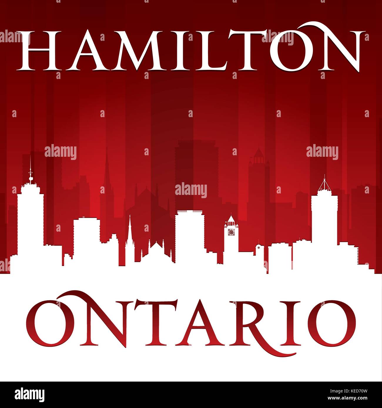 Hamilton Ontario Canada city skyline silhouette. Vector illustration ...