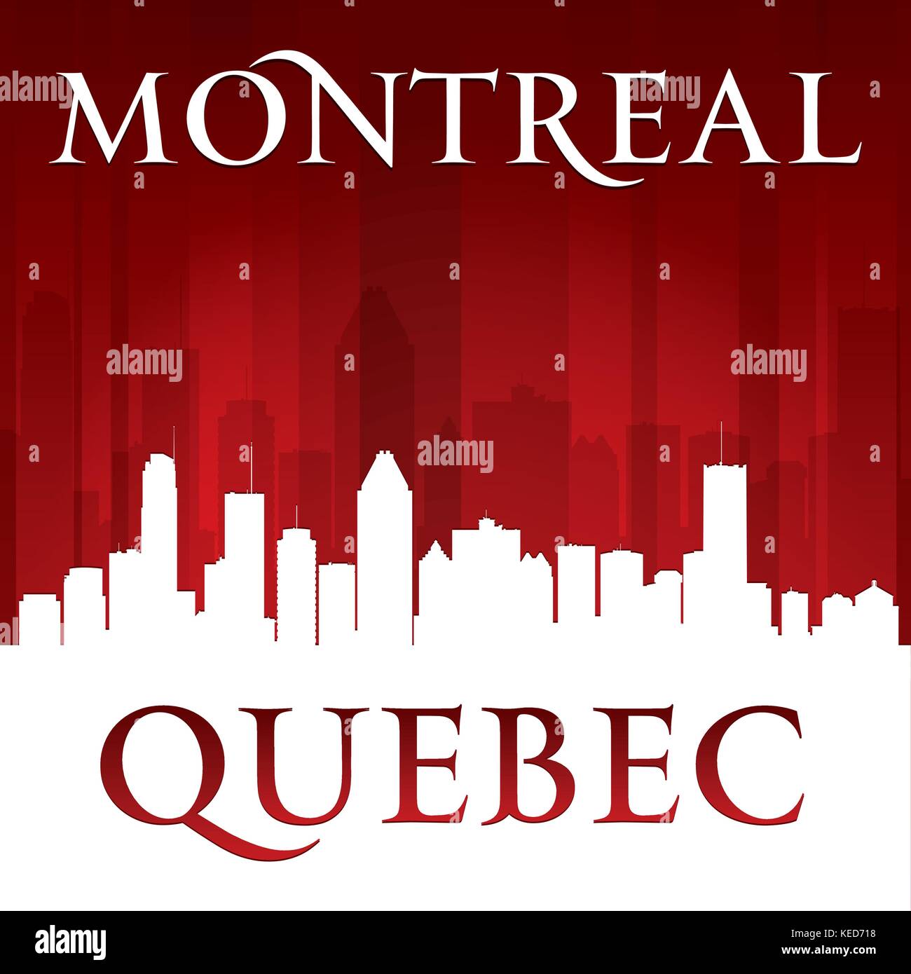 Montreal Quebec Canada city skyline silhouette. Vector illustration ...