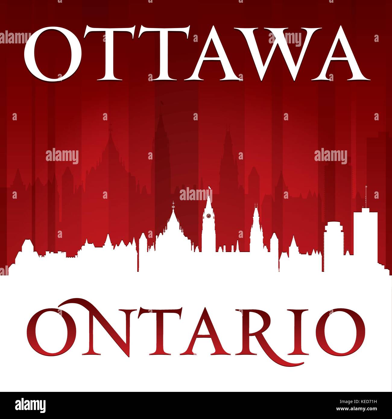 Ottawa Ontario Canada city skyline silhouette. Vector illustration ...