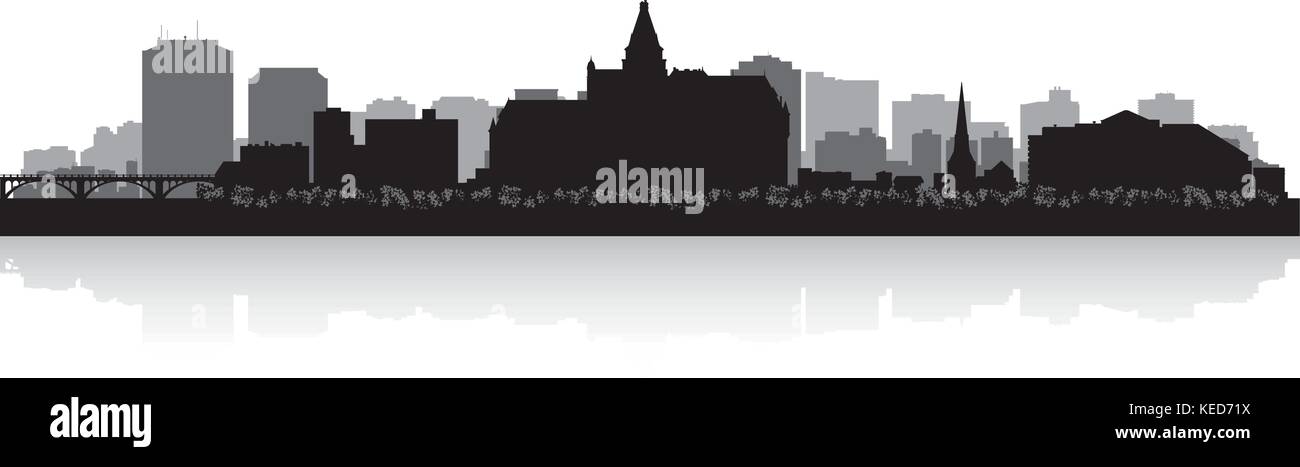 Saskatoon Canada City Skyline Silhouette Vector Illustration Stock