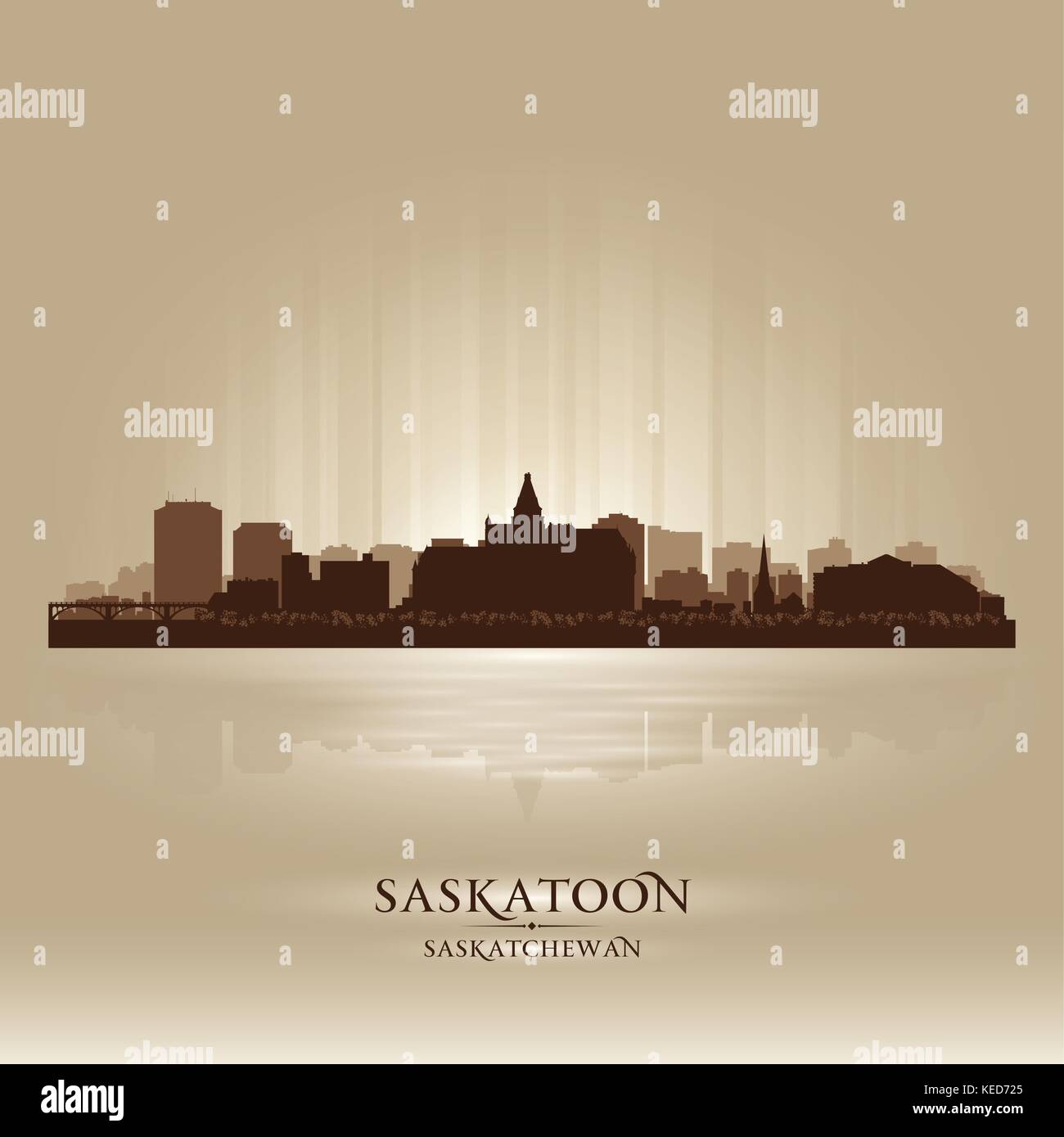 Saskatoon Saskatchewan skyline city silhouette. Vector illustration ...