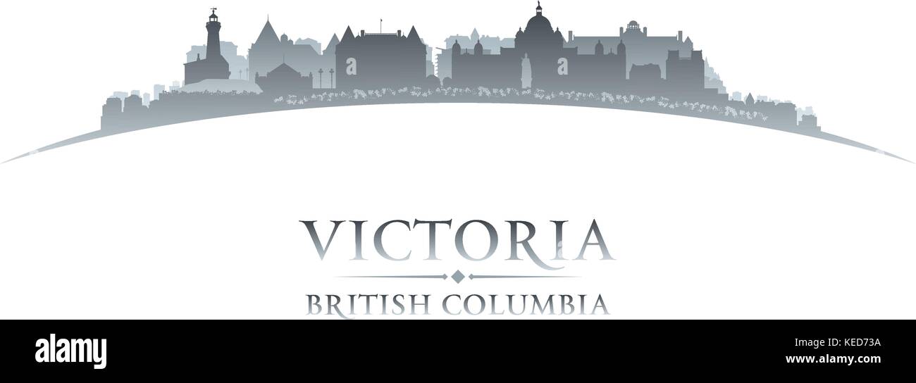 Victoria British Columbia Canada city skyline silhouette. Vector ...