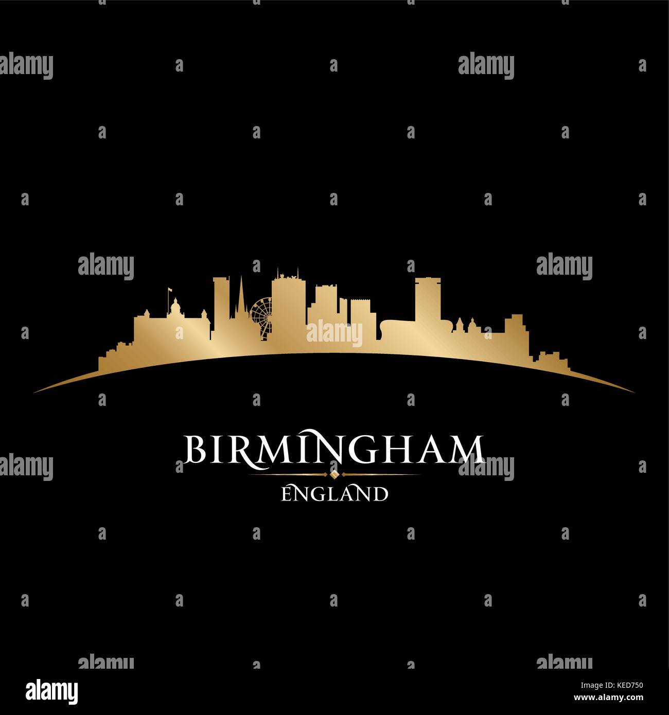 Birmingham England city skyline silhouette. Vector illustration Stock ...