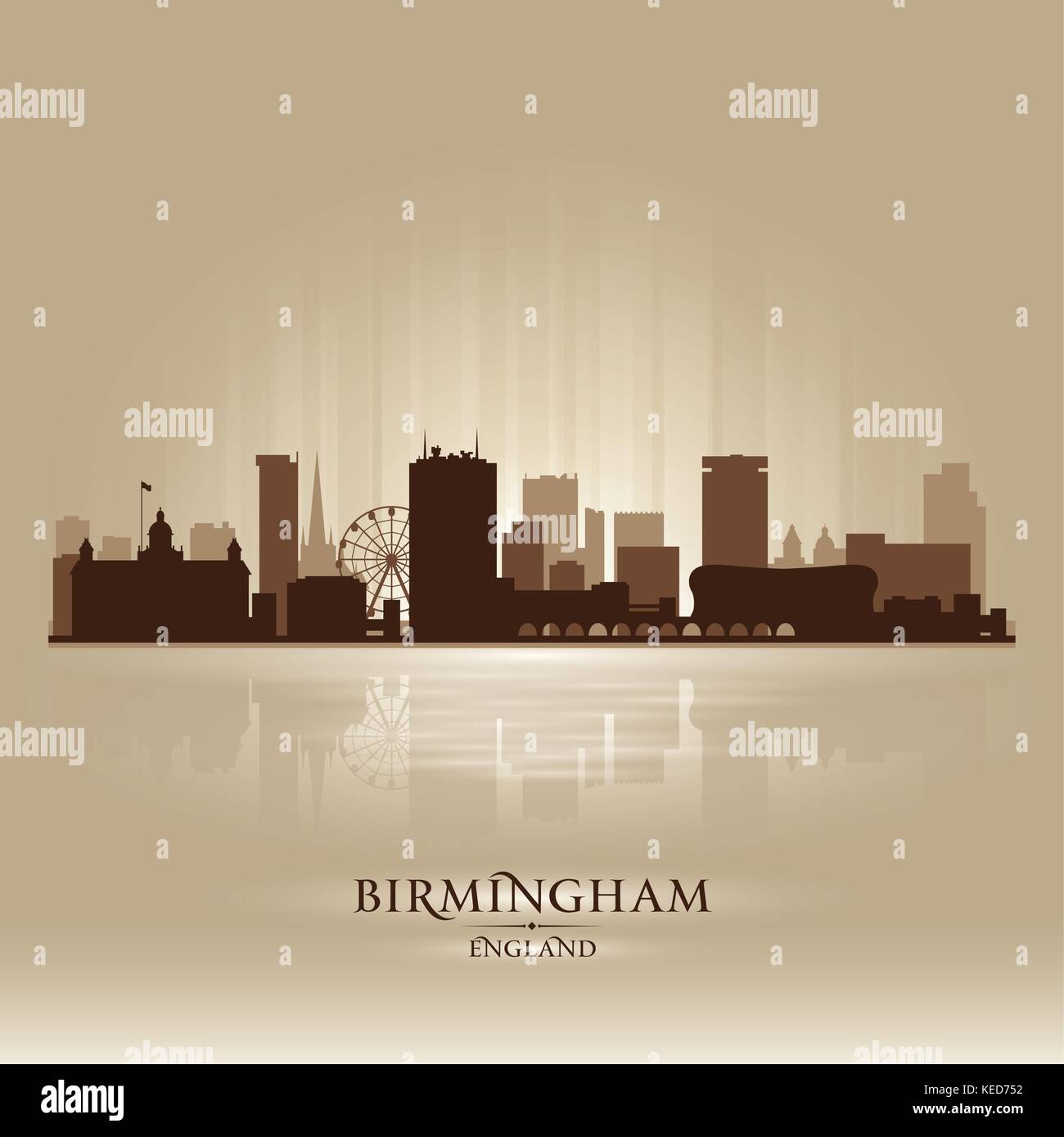 Birmingham sunset silhouette skyline Stock Vector Images - Alamy