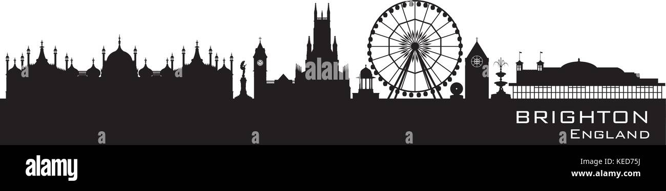 Brighton England skyline. Detailed silhouette. Vector illustration ...