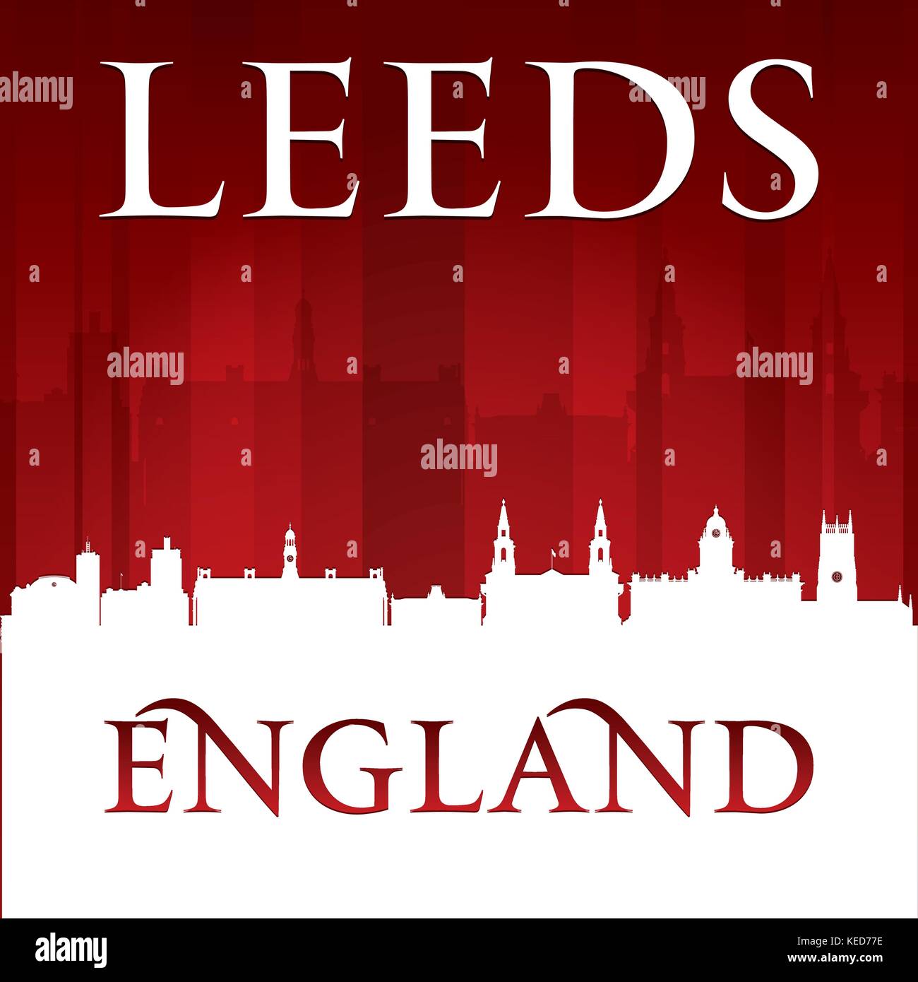 Leeds England city skyline silhouette. Vector illustration Stock Vector ...