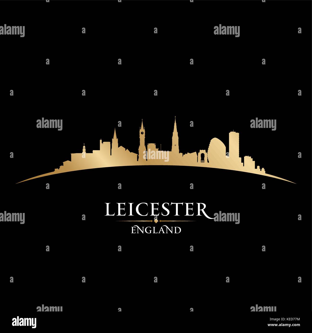 Leicester City Skyline Silhouette Vector High Resolution Stock ...