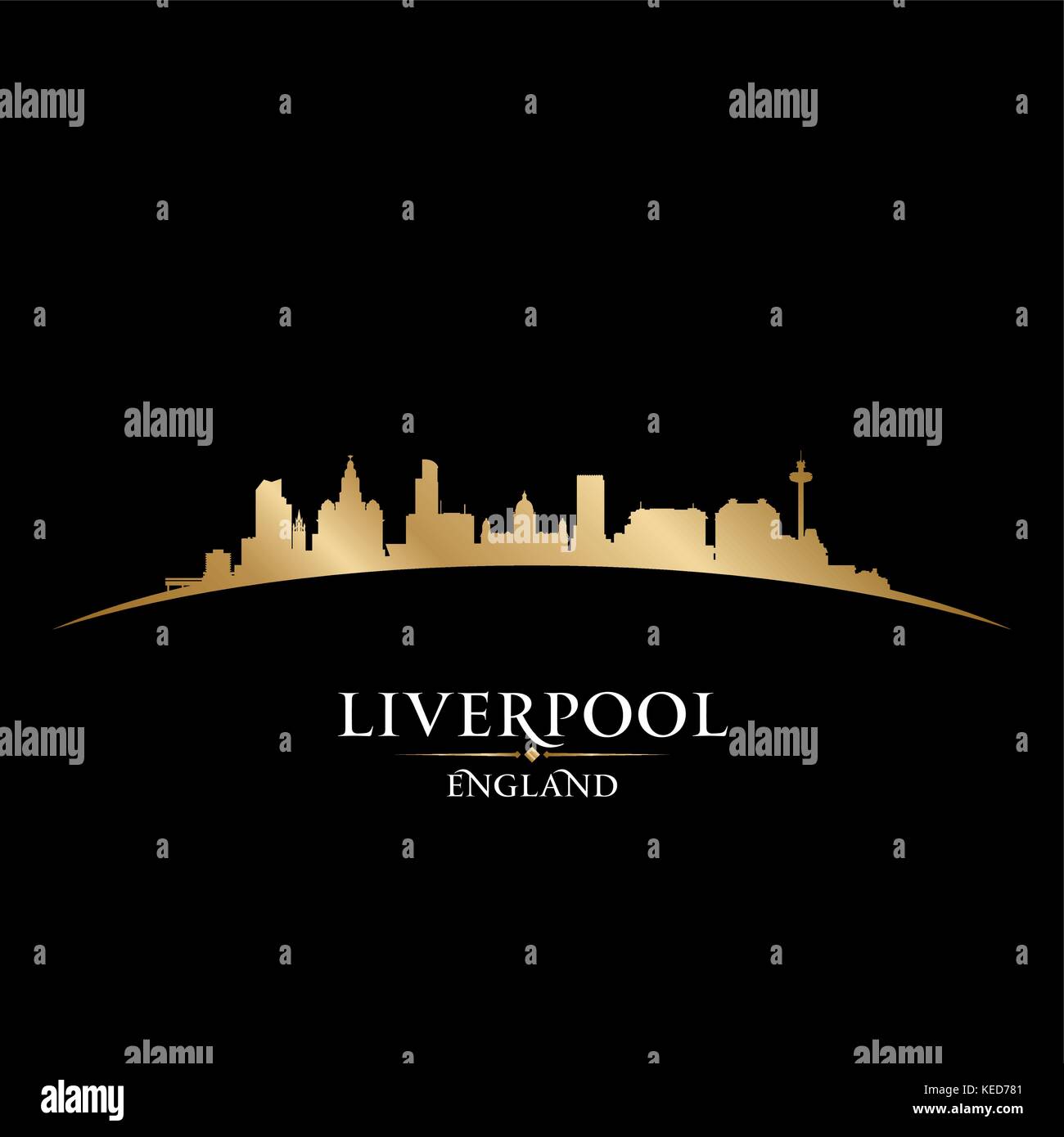 Liverpool England city skyline silhouette. Vector illustration Stock ...