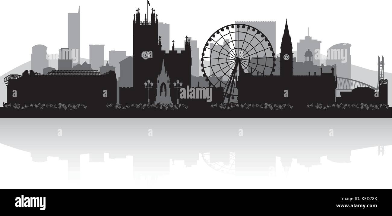 Manchester city skyline silhouette vector illustration Stock Vector ...