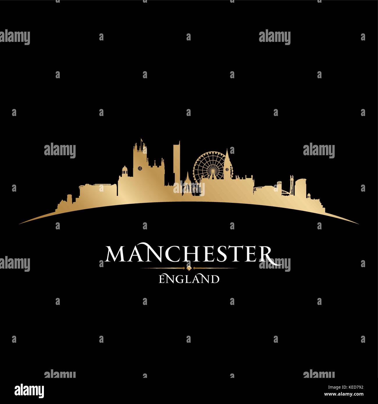 Manchester England city skyline silhouette. Vector illustration Stock ...