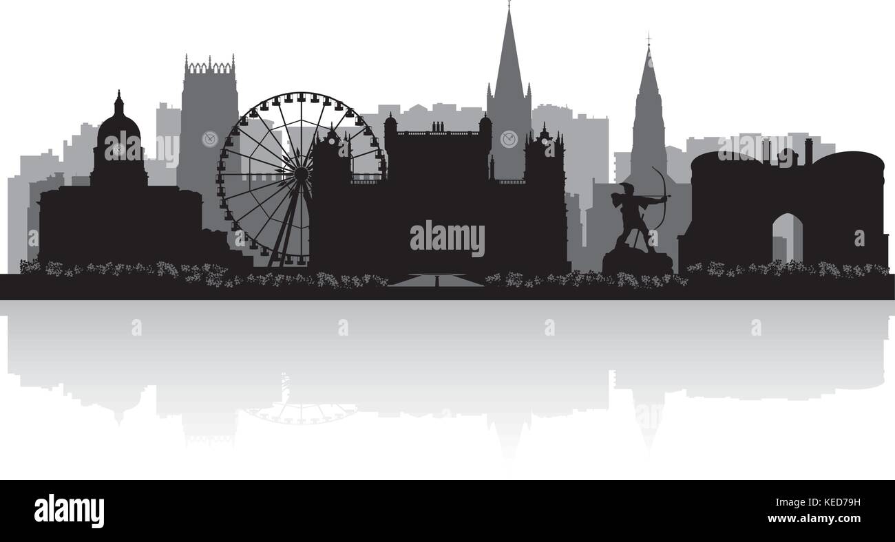 Nottingham city skyline silhouette vector illustration Stock Vector ...