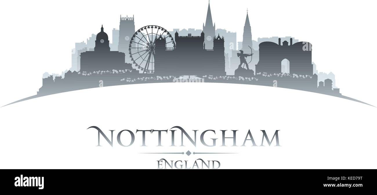 Nottingham England city skyline silhouette. Vector illustration Stock ...