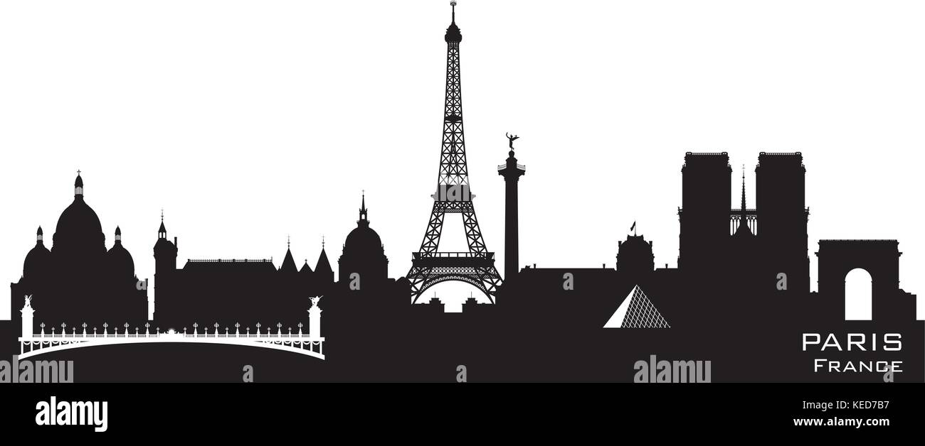 Paris France skyline Detailed vector silhouette Stock Vector Image ...