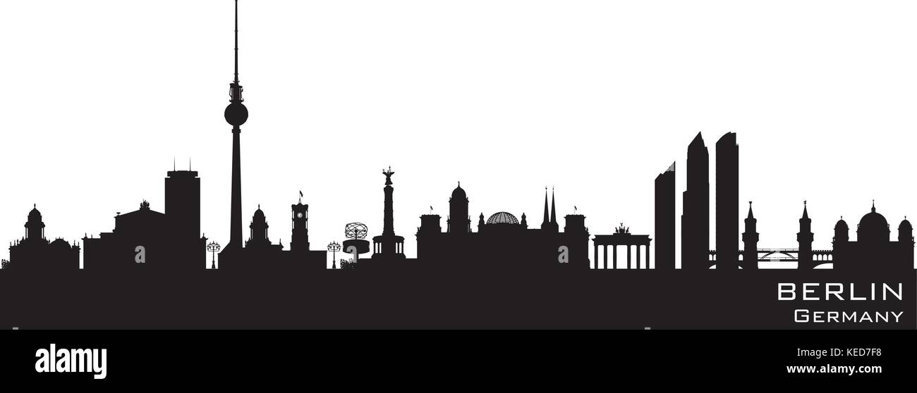 Berlin Germany skyline Detailed vector silhouette Stock Vector Image ...