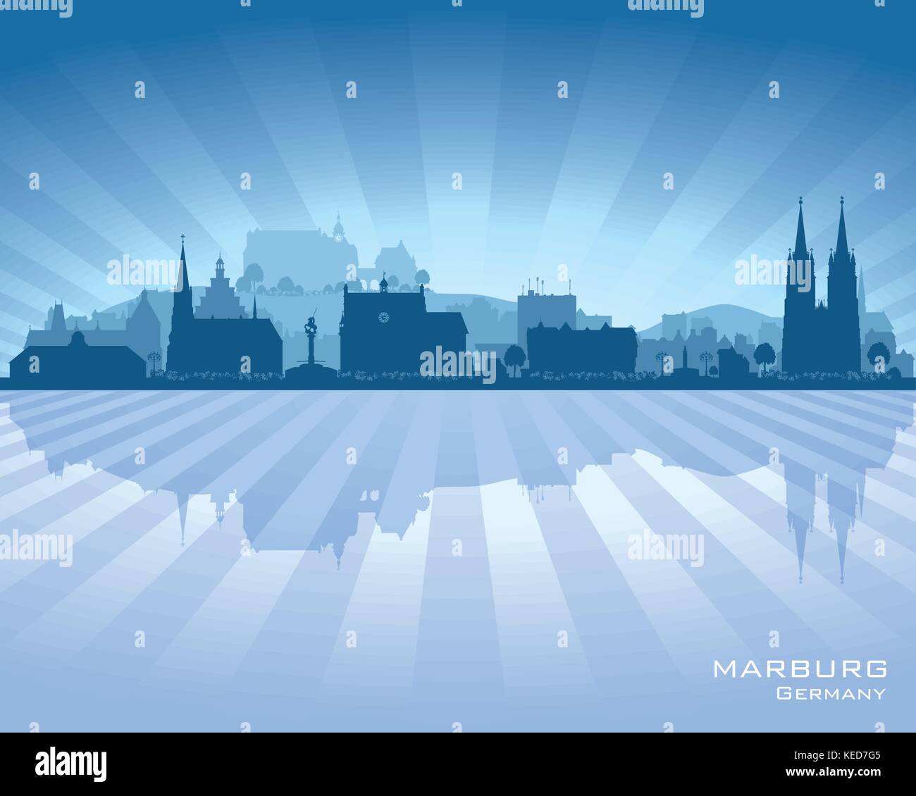 Marburg Germany city skyline vector silhouette illustration Stock ...