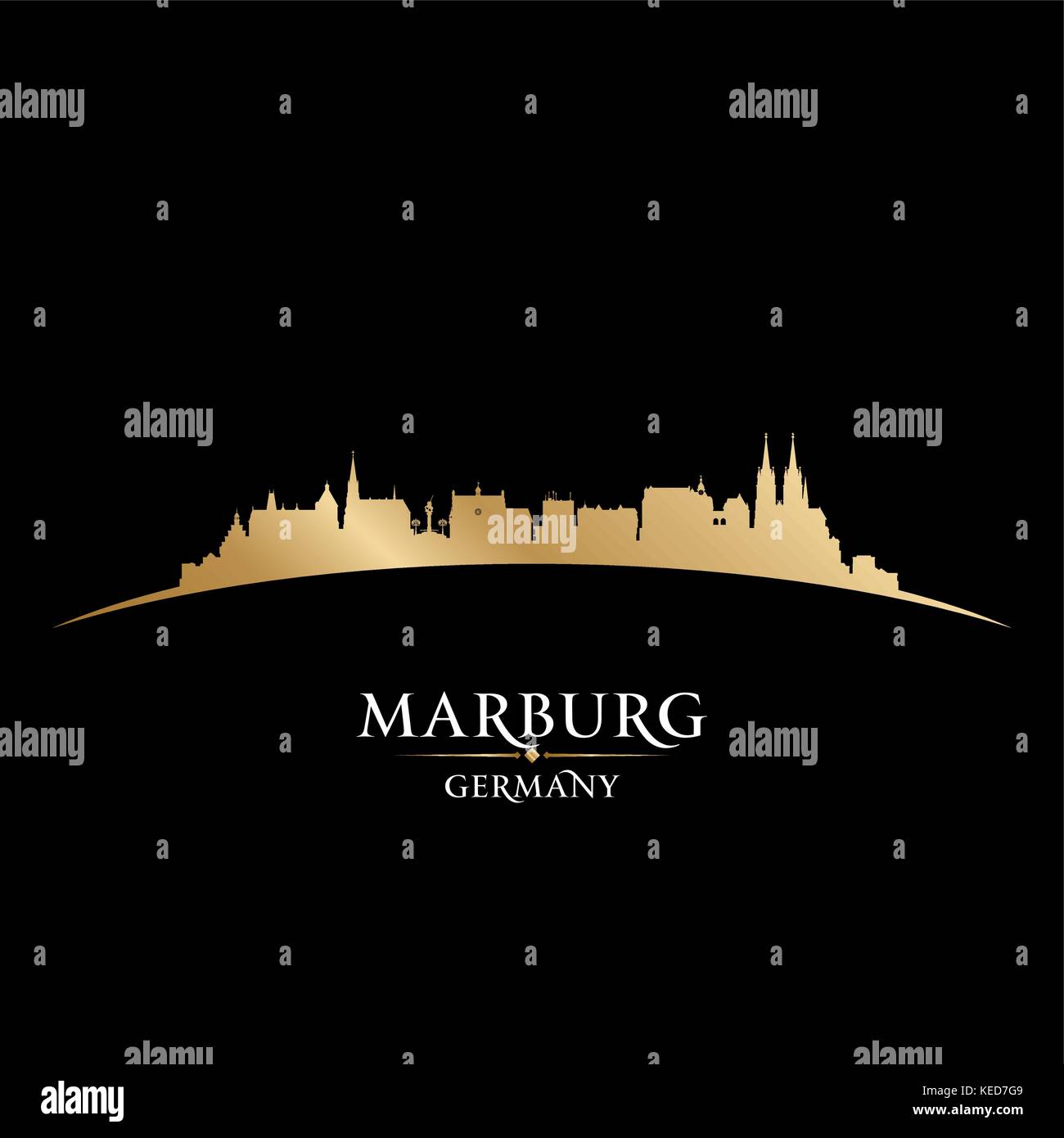 Marburg Germany city skyline silhouette. Vector illustration Stock ...