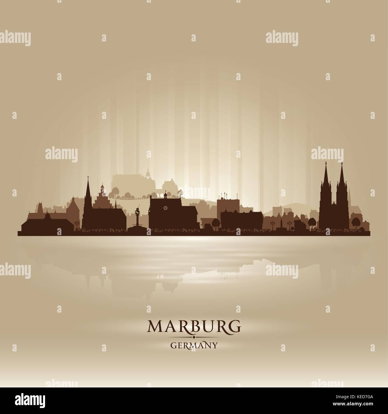 Marburg Germany city skyline vector silhouette illustration Stock ...