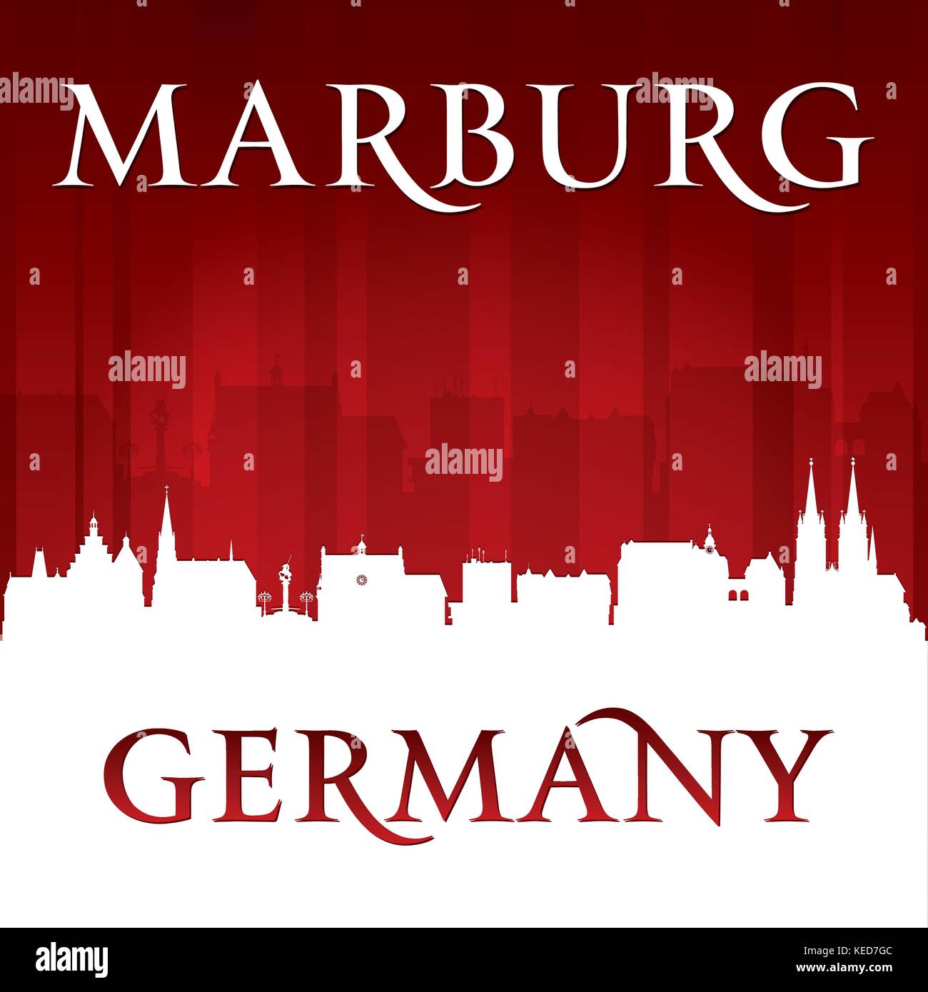 Marburg Germany city skyline silhouette. Vector illustration Stock ...