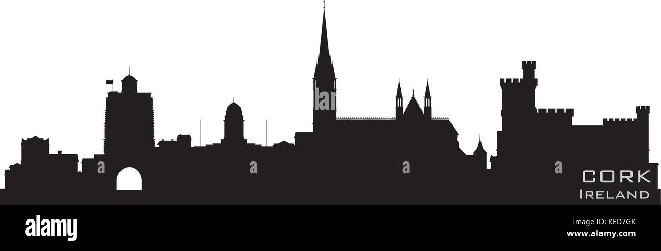 Cork, Ireland skyline. Detailed vector silhouette Stock Vector Image ...