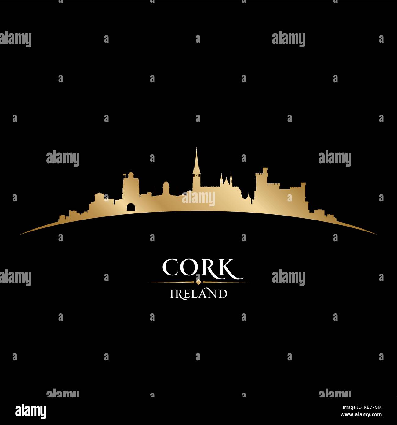Cork Ireland city skyline silhouette. Vector illustration Stock Vector ...