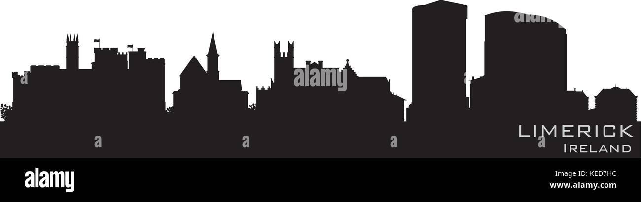 Limerick, Ireland skyline. Detailed vector silhouette Stock Vector ...