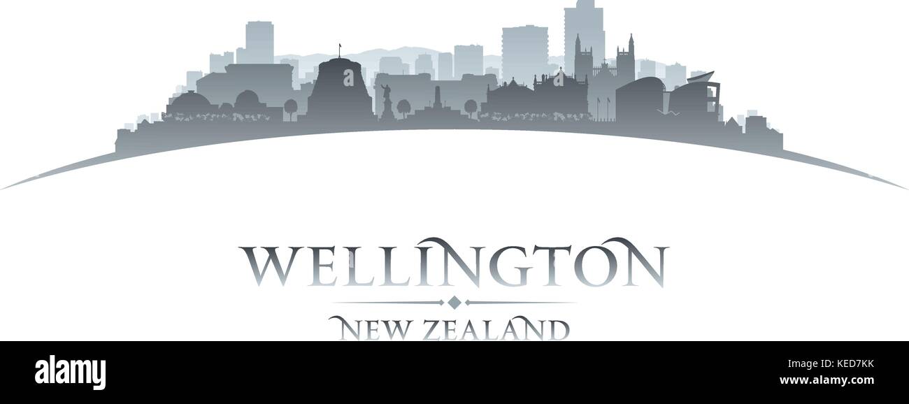 Wellington New Zealand city skyline silhouette. Vector illustration ...