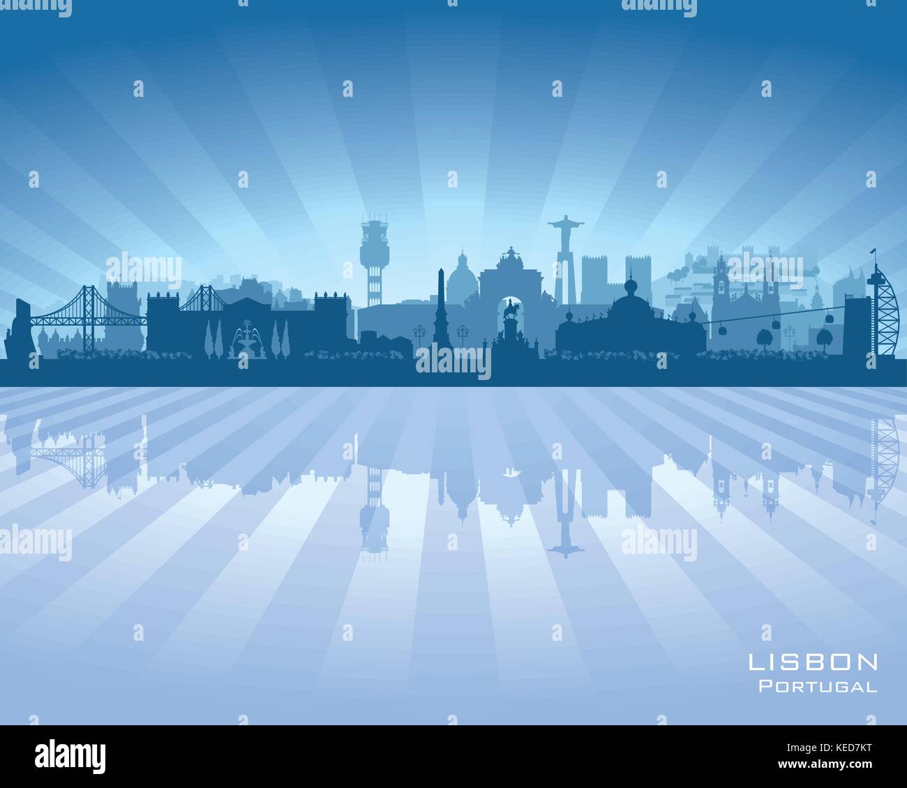 Lisbon Portugal city skyline vector silhouette illustration Stock ...