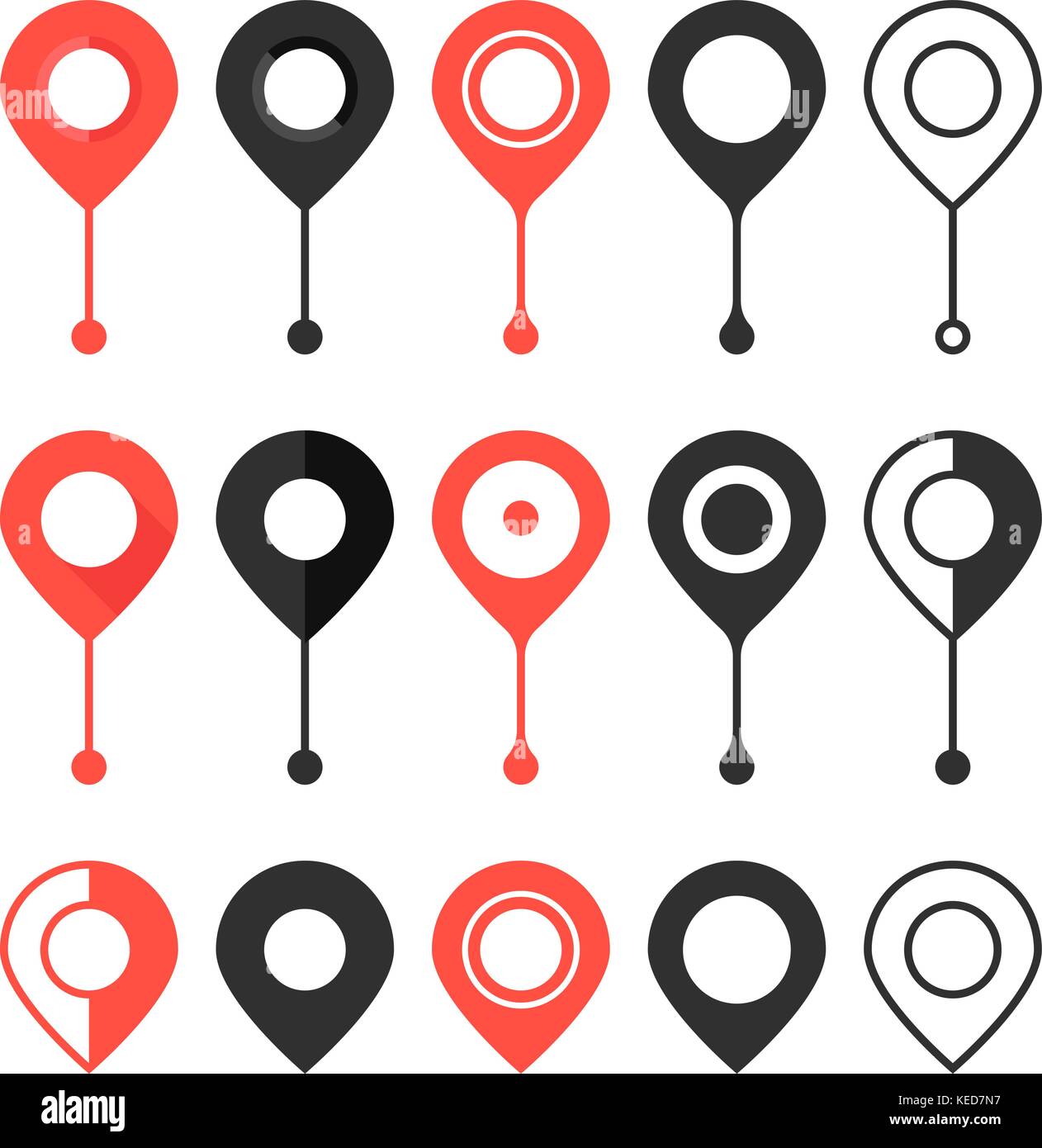 set of red and black map pin Stock Vector Image & Art - Alamy