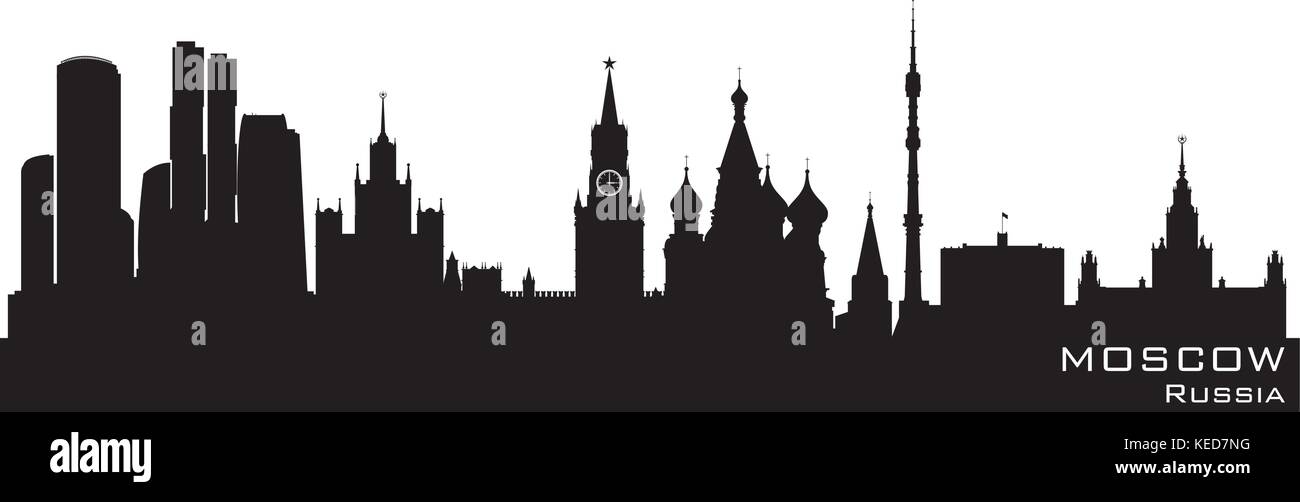 Moscow, Russia skyline. Detailed vector silhouette Stock Vector Image ...
