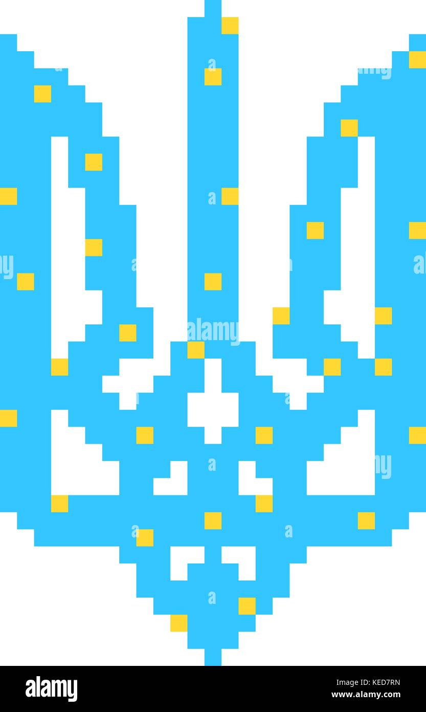 blue and yellow pixel art ukrainian emblem Stock Vector Image & Art - Alamy