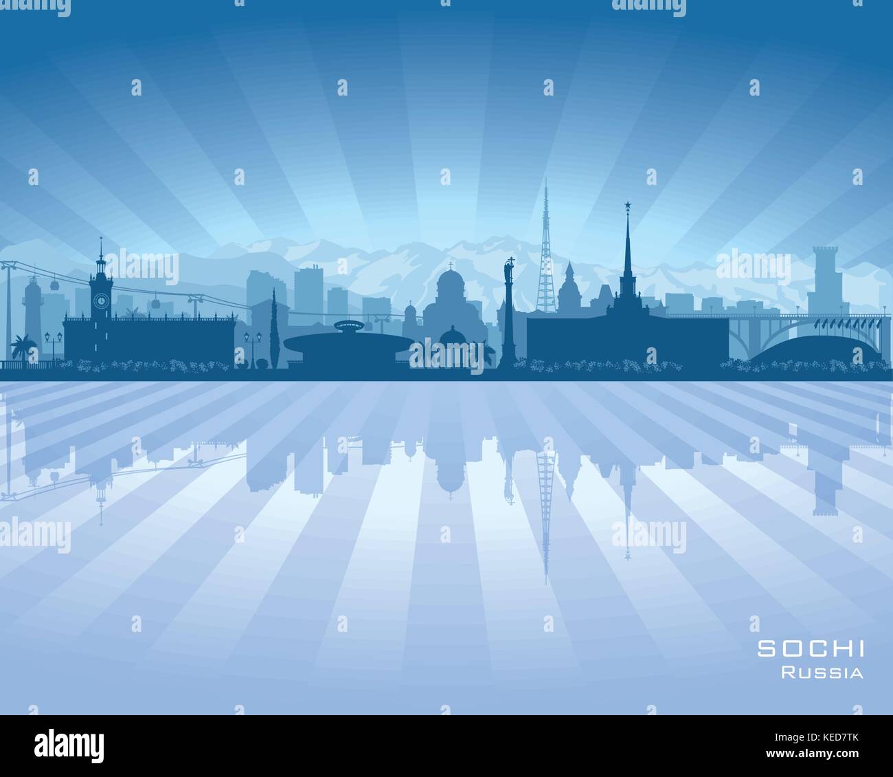 Sochi Russia skyline city silhouette Vector illustration Stock Vector ...
