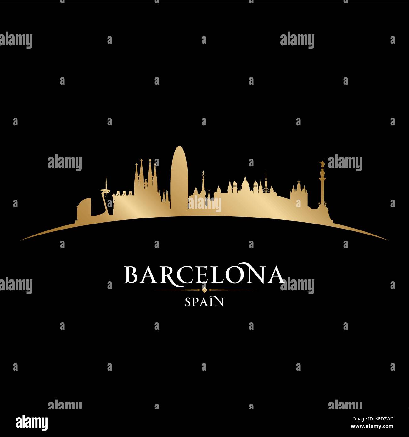 Barcelona Spain city skyline silhouette. Vector illustration Stock ...