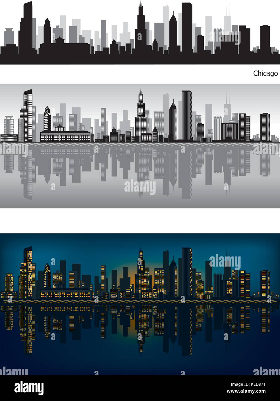 Chicago skyline illustration hi-res stock photography and images - Alamy