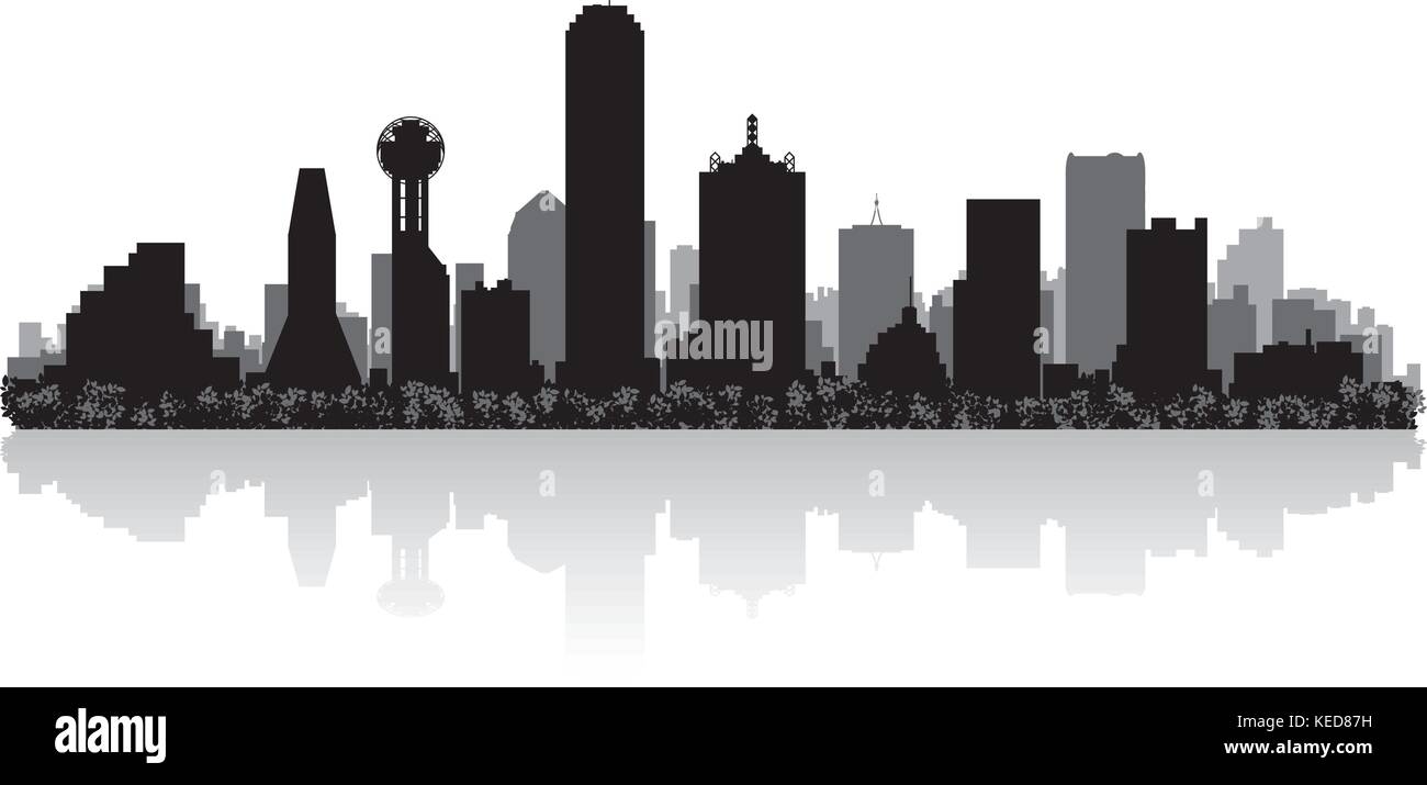 Dallas USA city skyline silhouette vector illustration Stock Vector ...