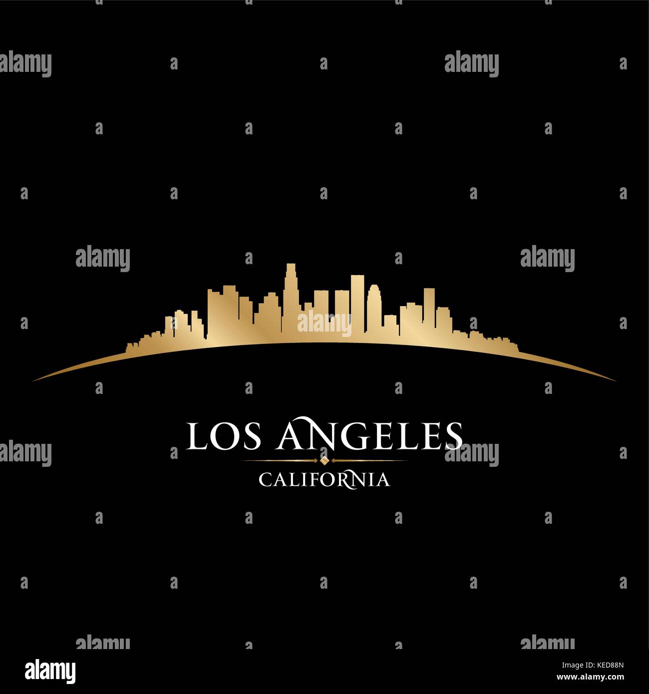 Los Angeles California city skyline silhouette. Vector illustration ...