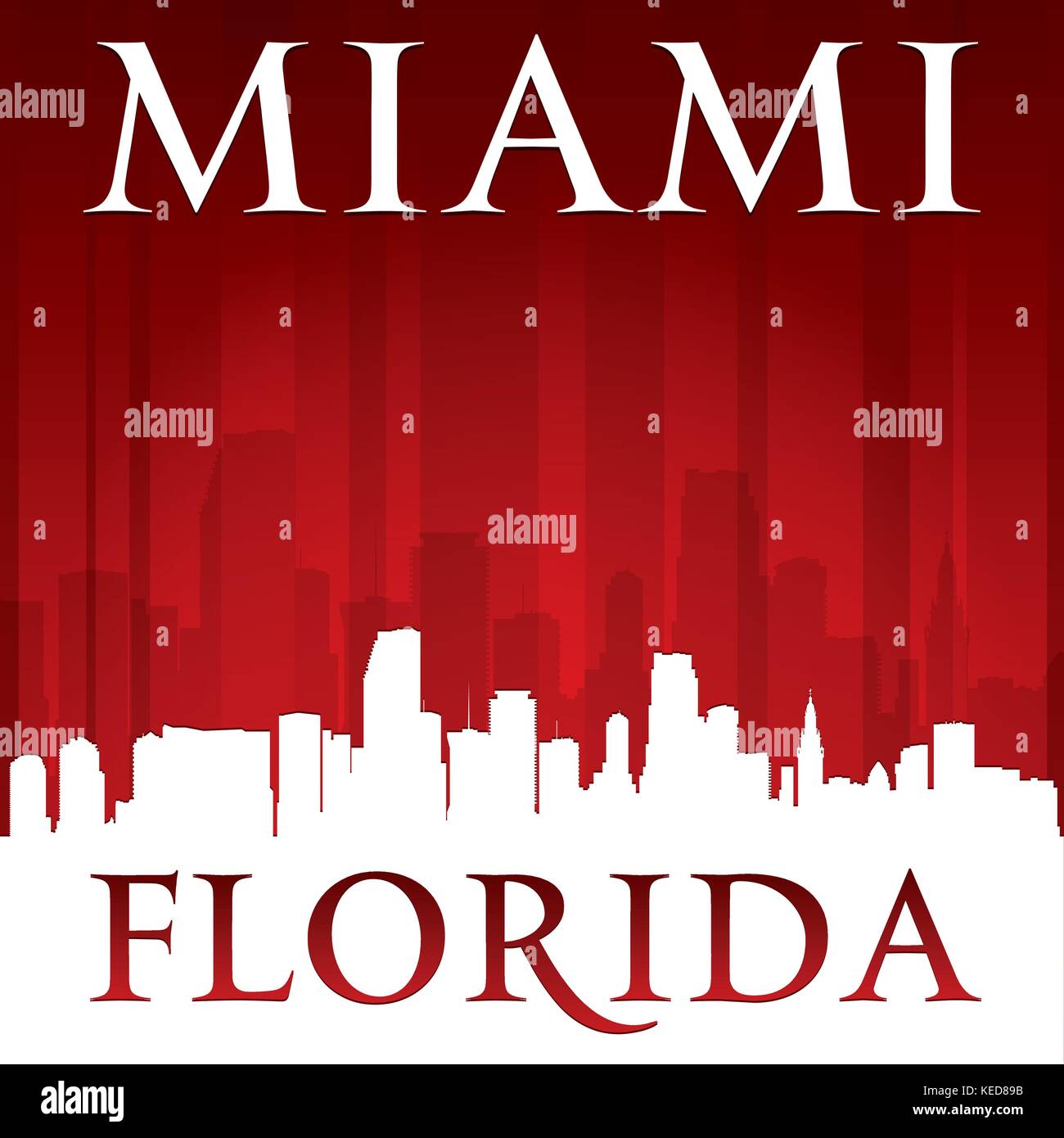 Miami Florida city skyline silhouette. Vector illustration Stock Vector ...