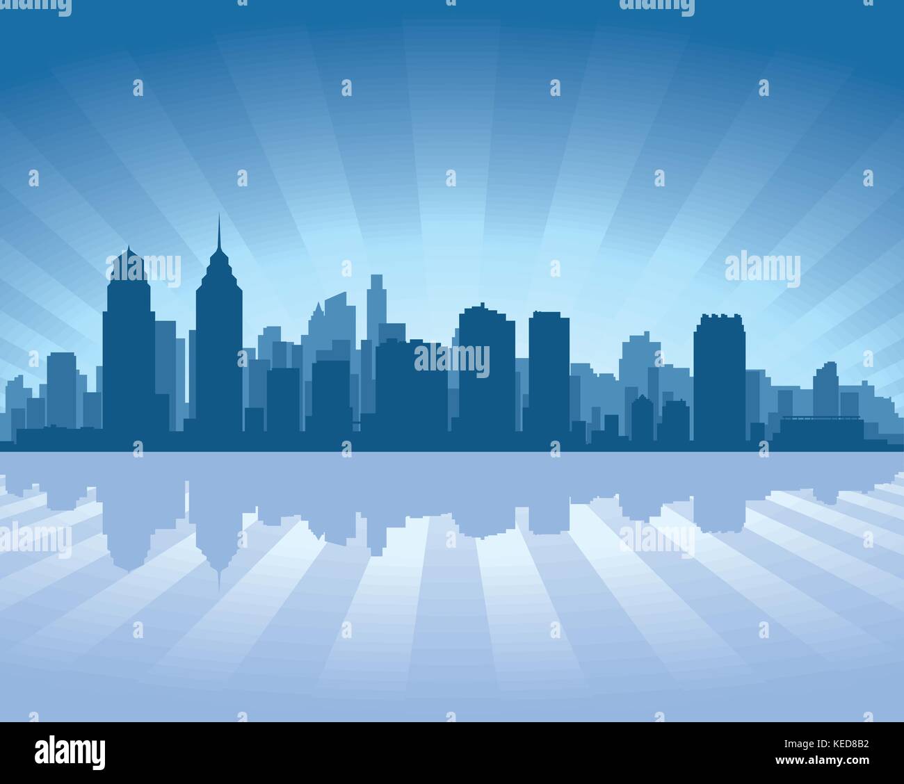 Philadelphia skyline with reflection in water Stock Vector Image & Art ...