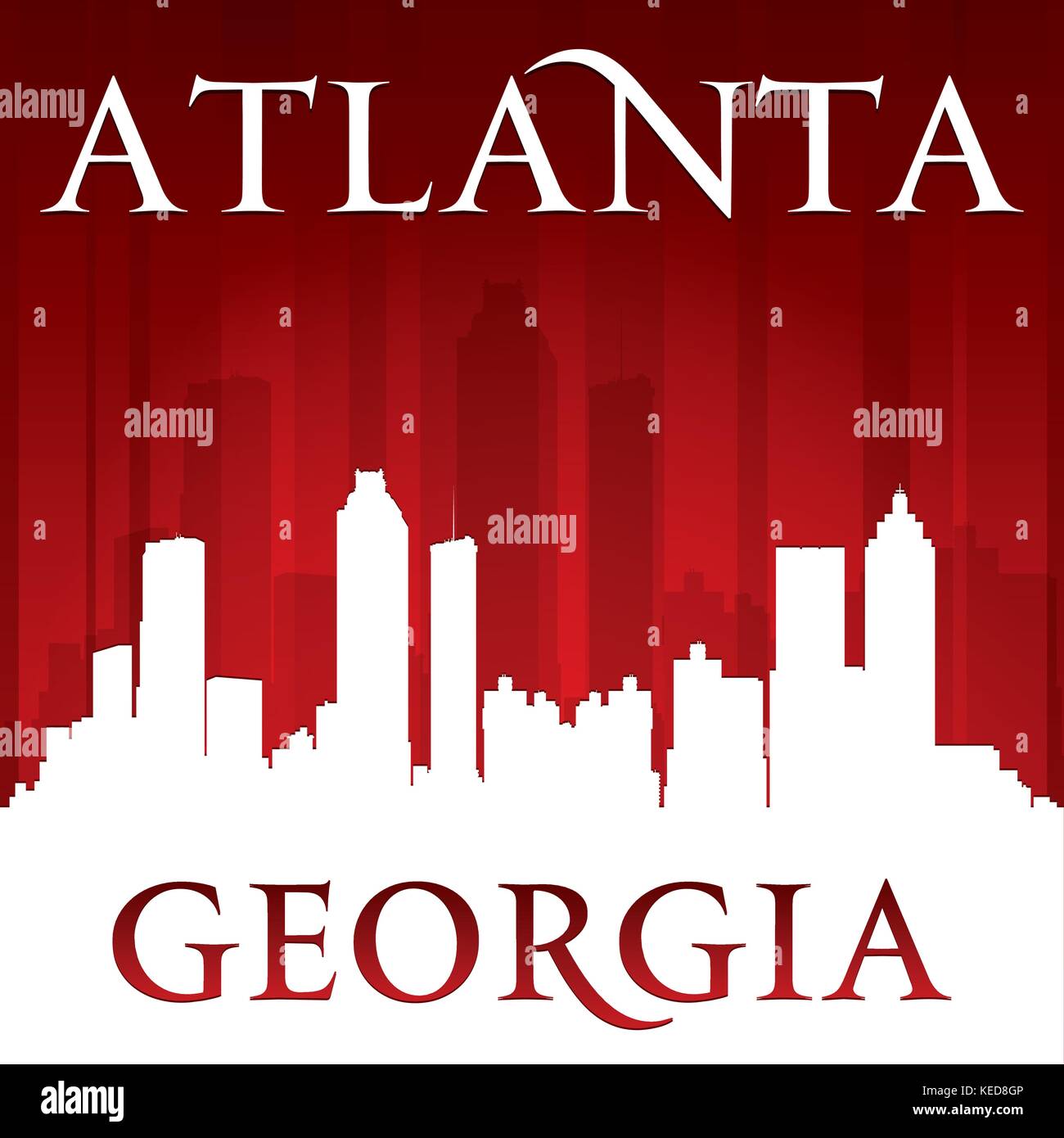 Atlanta Georgia city skyline silhouette. Vector illustration Stock ...