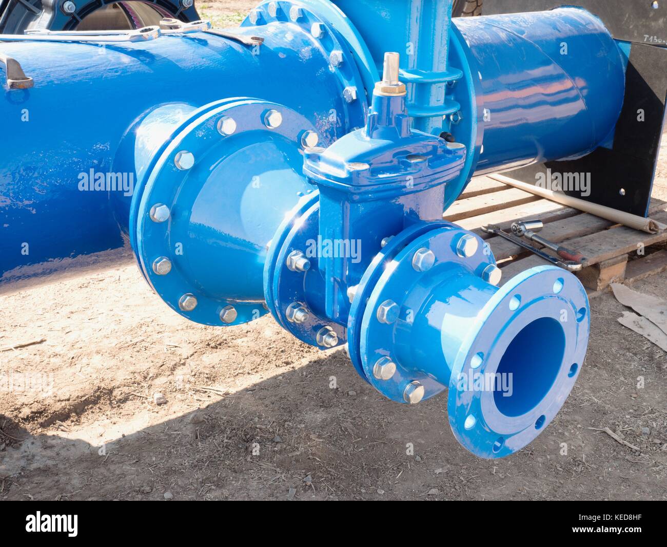 Dring water piping , Gate valves and reduction member. Pipe fittings ...