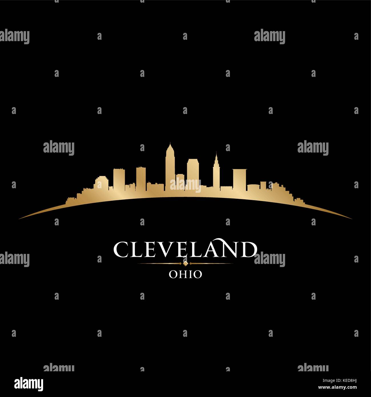 Cleveland Ohio city skyline silhouette. Vector illustration Stock ...