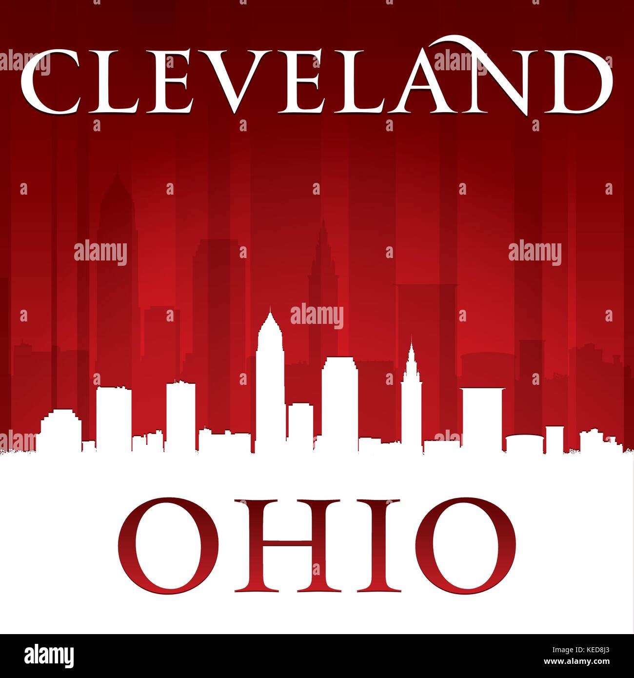 Cleveland Ohio city skyline silhouette. Vector illustration Stock ...
