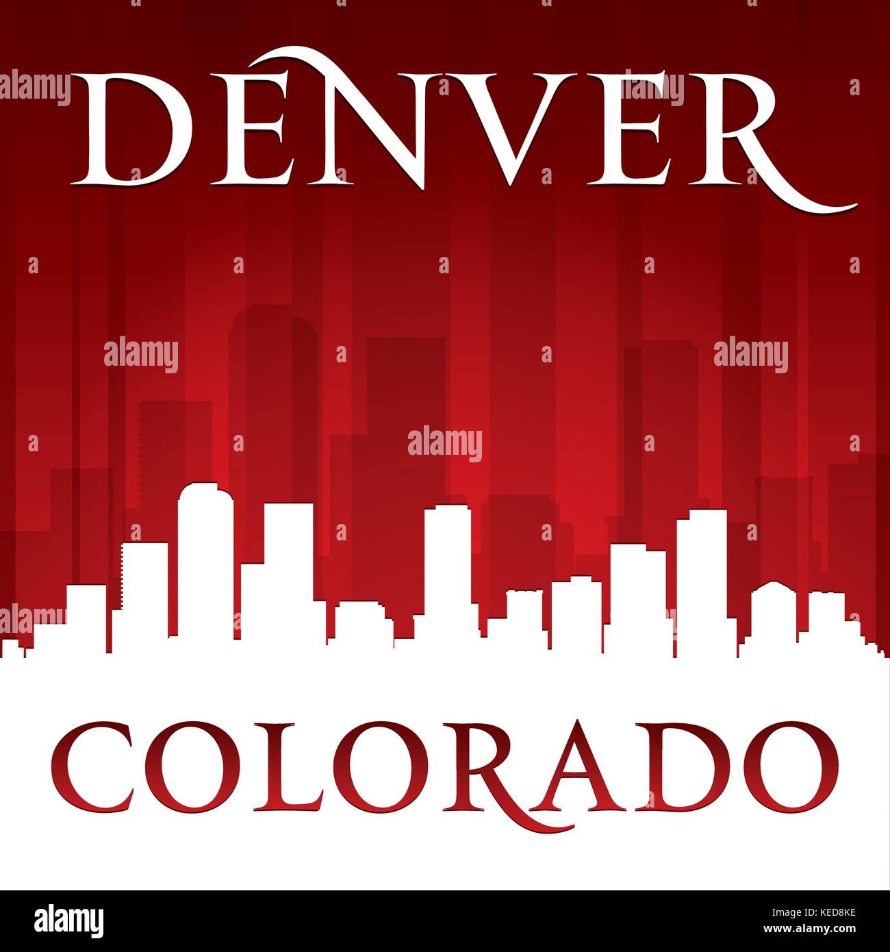 Denver Colorado city skyline silhouette. Vector illustration Stock ...