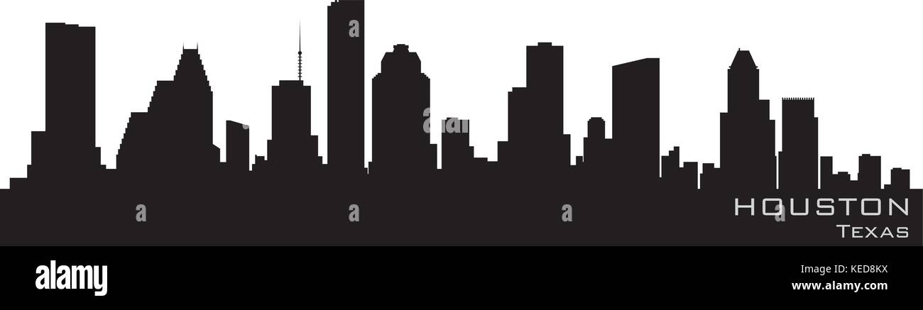 Houston, Texas skyline. Detailed vector silhouette Stock Vector Image ...