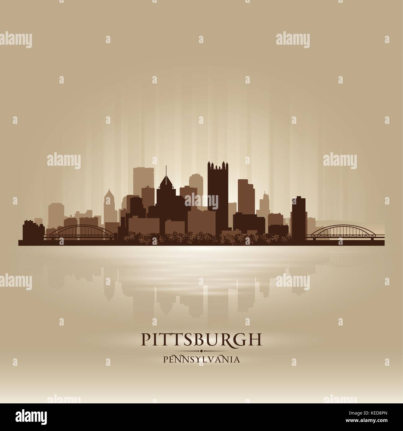 Pittsburgh Pennsylvania skyline city silhouette Stock Vector Image ...