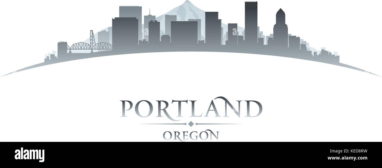 Portland Oregon city skyline silhouette. Vector illustration Stock ...