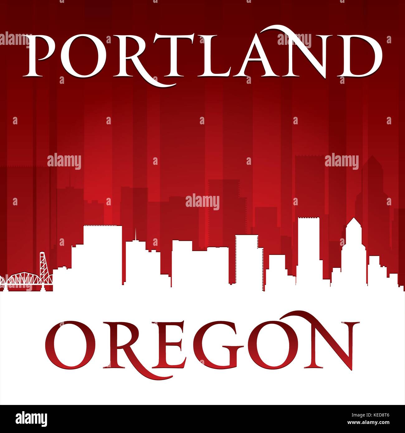 Portland Oregon city skyline silhouette. Vector illustration Stock ...