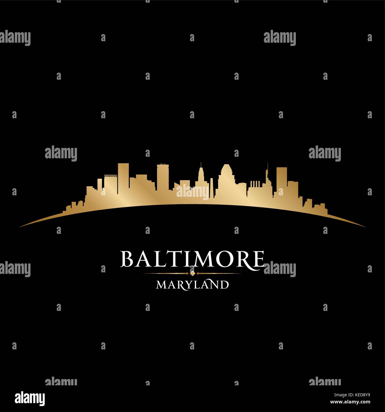 Baltimore Maryland city skyline silhouette. Vector illustration Stock ...