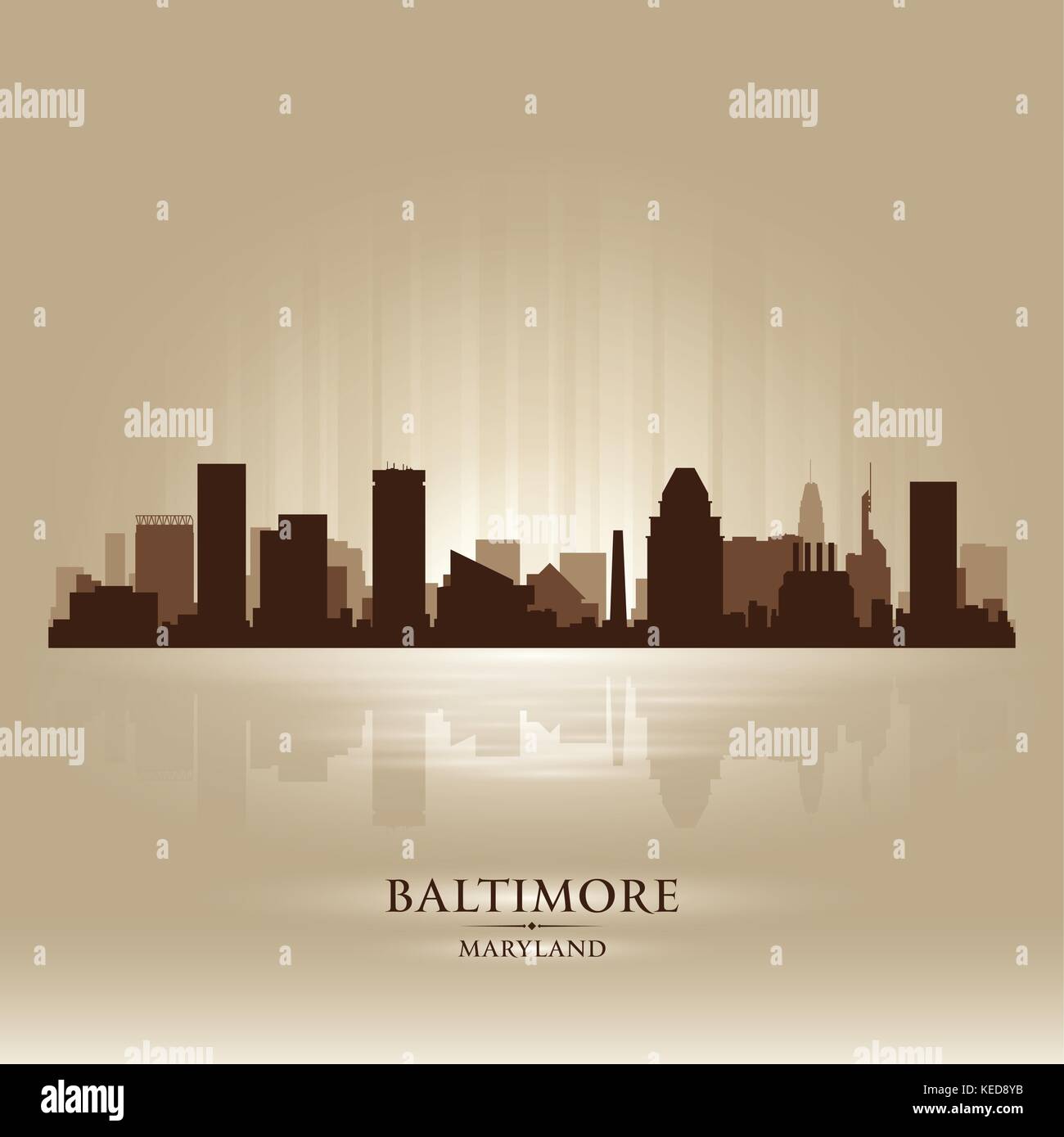 Baltimore Maryland city skyline silhouette. Vector illustration Stock ...