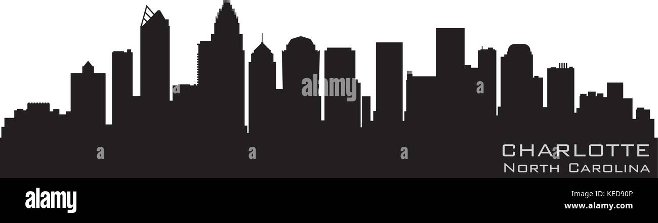 Charlotte, North Carolina skyline. Detailed vector silhouette Stock ...